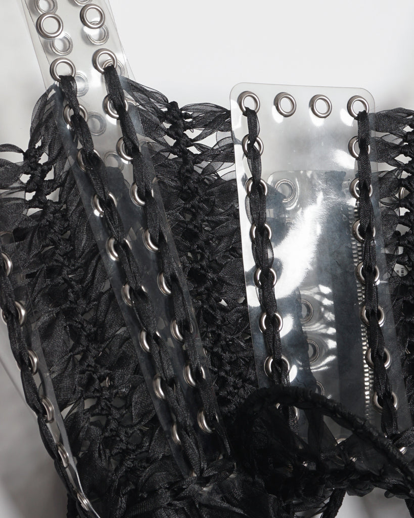 noir kei ninomiya COMME des GARÇONS braided plastic bralette – dot COMME